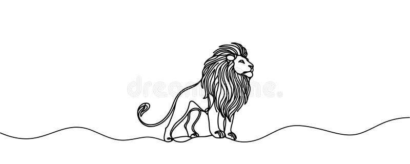 A Lion. Continuous Single Line Drawing. Vector Illustration. Stock ...
