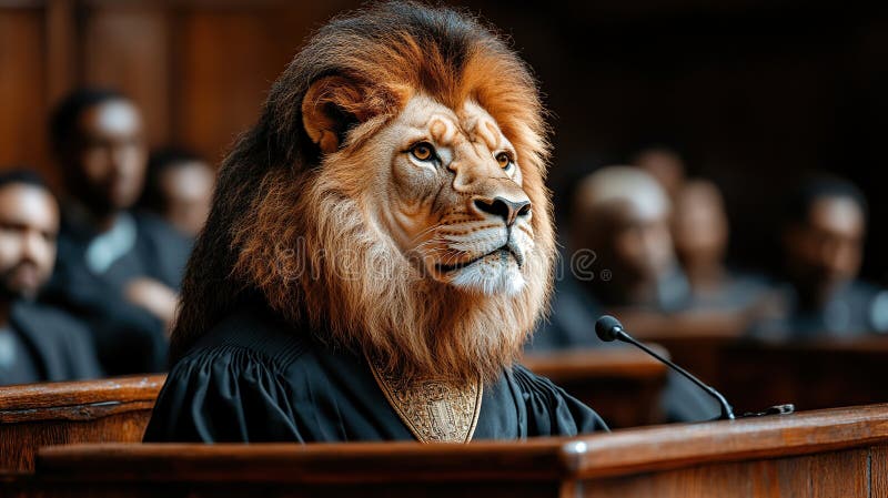 Lion in court stock illustration. Illustration of trial - 368692133