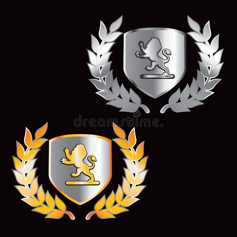 Lion Crest Shields in Gold and Silver Stock Vector - Illustration of ...