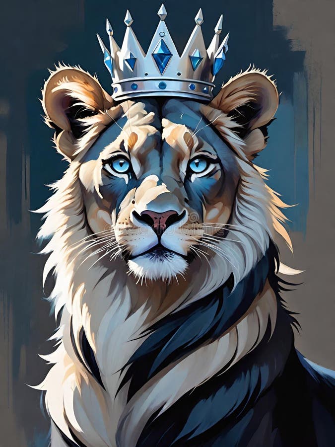 Lion with Crown, Illustration Stock Illustration - Illustration of ...