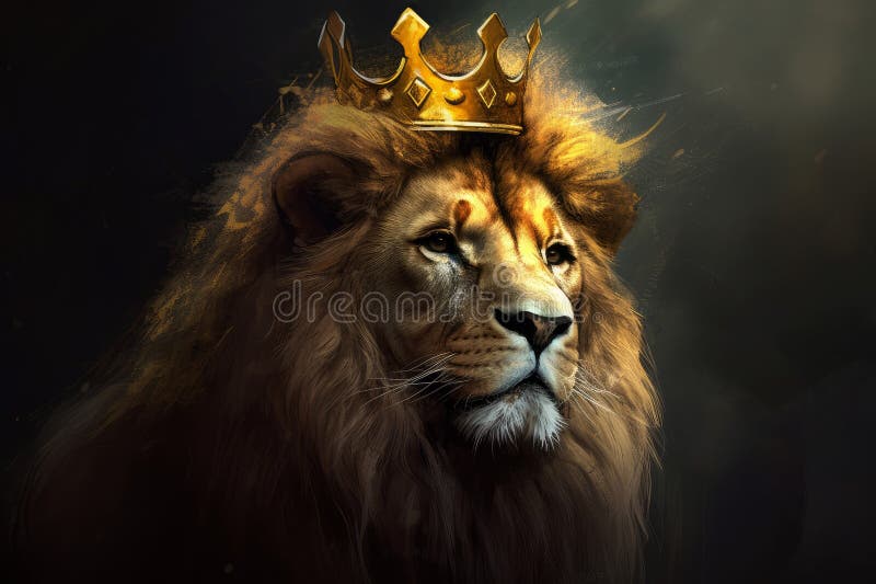 Lion Crown King. Generate Ai Stock Illustration - Illustration of ...
