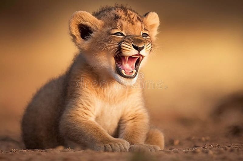 Lion cub laughing stock illustration. Illustration of character - 273067418