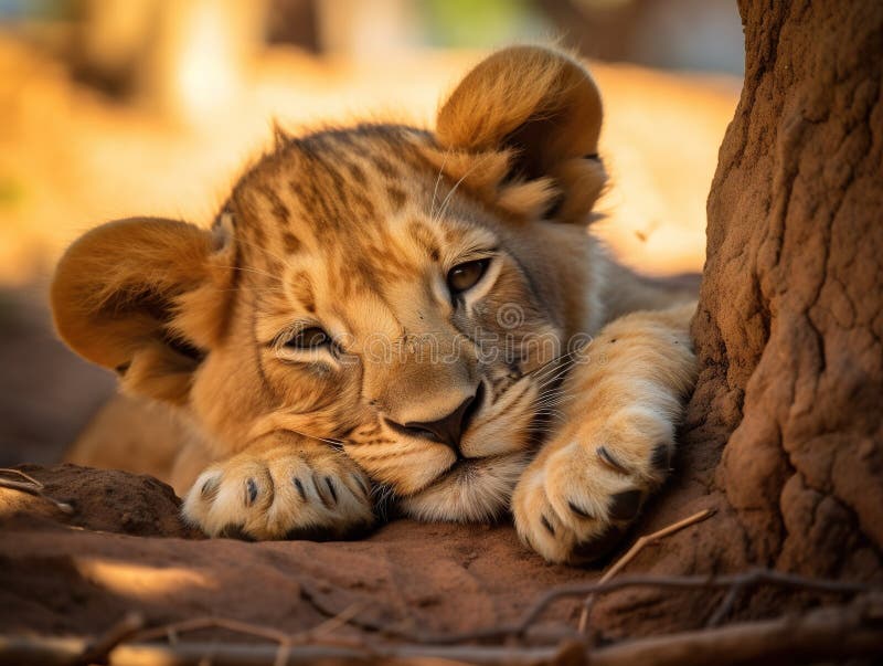 Lion cub stock illustration. Illustration of south, relaxed - 293690402