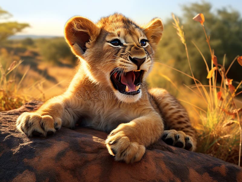 Lion Cub stock illustration. Illustration of wildlife - 293705904