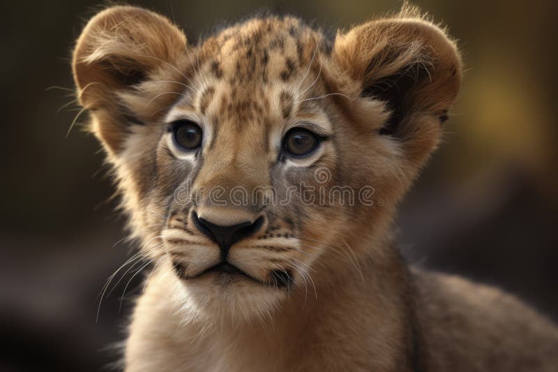 Lion Cub Portrait. Generate Ai Stock Illustration - Illustration of ...