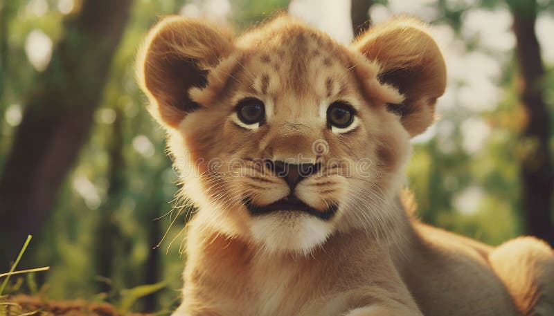 Lion Cub Portrait . Young Lion .ai Generated Stock Illustration ...