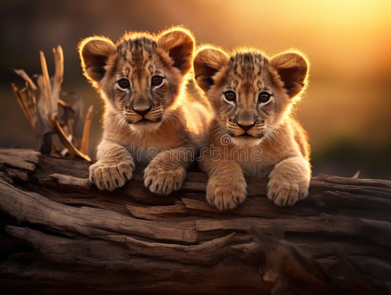 Ai Generated Illustration Wildlife Concept of Lion Cubs Stock ...