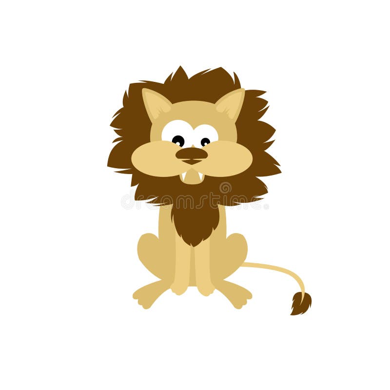 Lion in 2d Cartoon Style. Flat Isolated Vector Stock Vector ...
