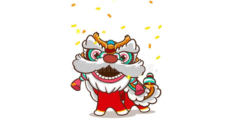 Lion Dance Animation, Chinese New Year - White Background Stock Video ...