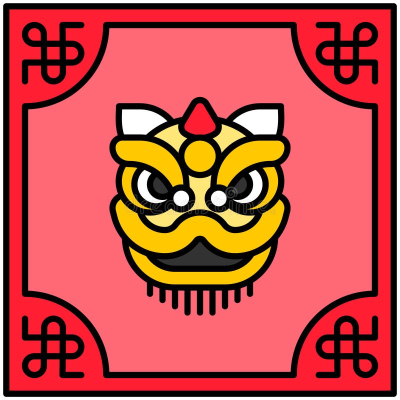 Lion Dance Card Icon, Lion Dance Related Vector Stock Vector ...