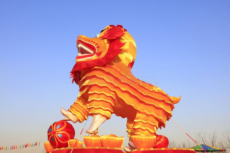 Lion dance shape lantern editorial stock image. Image of fashion ...