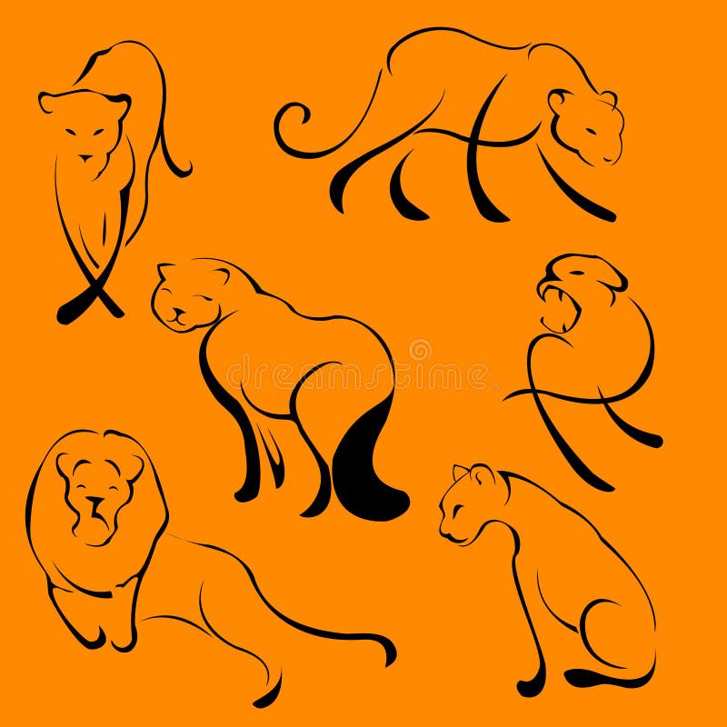 Lion Design Set stock vector. Illustration of safari, hunting - 9509712