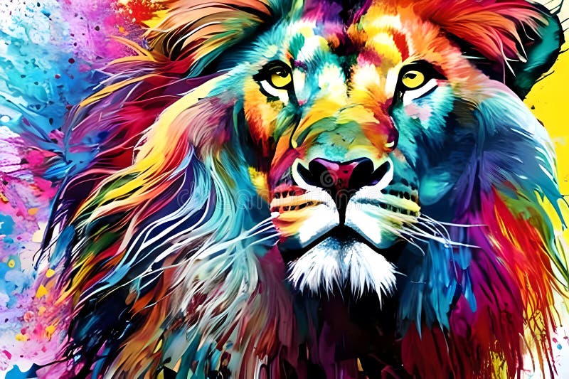 Lion of different colors stock illustration. Illustration of head ...