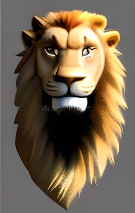 The Lion - Digitally Painted Color Fine Artwork Stock Illustration ...