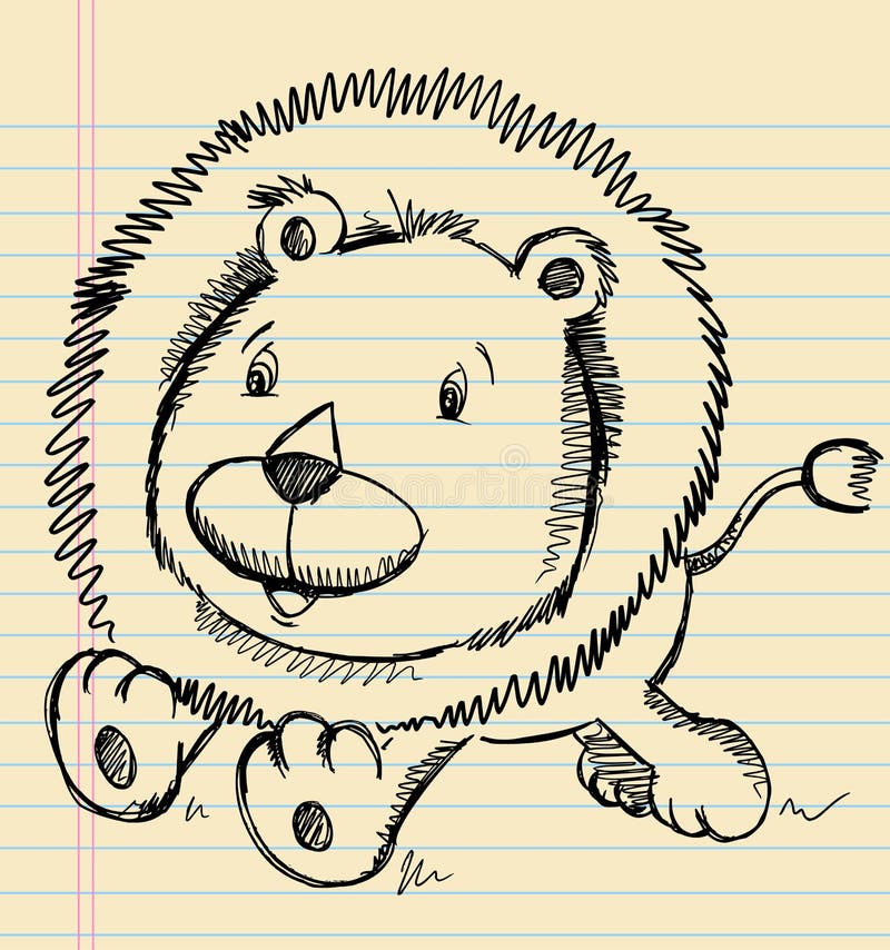 Lion Doodle Sketch Color stock vector. Illustration of safari - 27677814