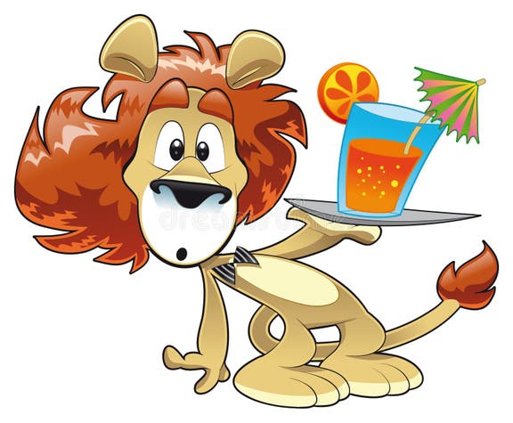 Lion with Drink stock vector. Illustration of nice, isolated - 8000493