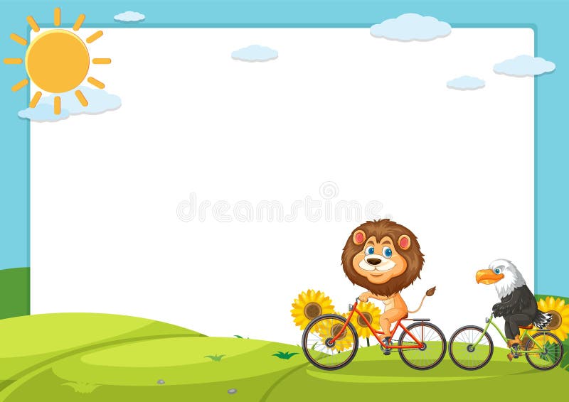 Lion and Eagle Riding Bikes Stock Vector - Illustration of playful ...