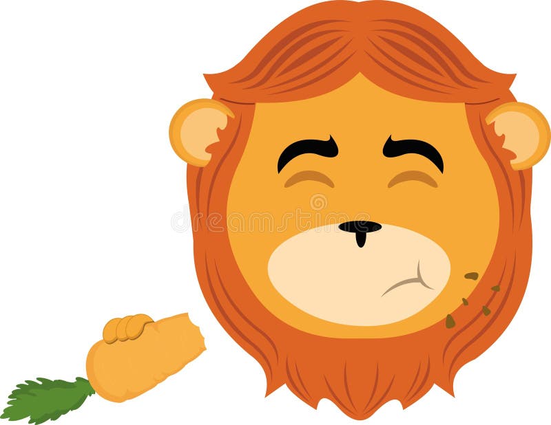Lion eating carrot cartoon stock vector. Illustration of animal - 322309188