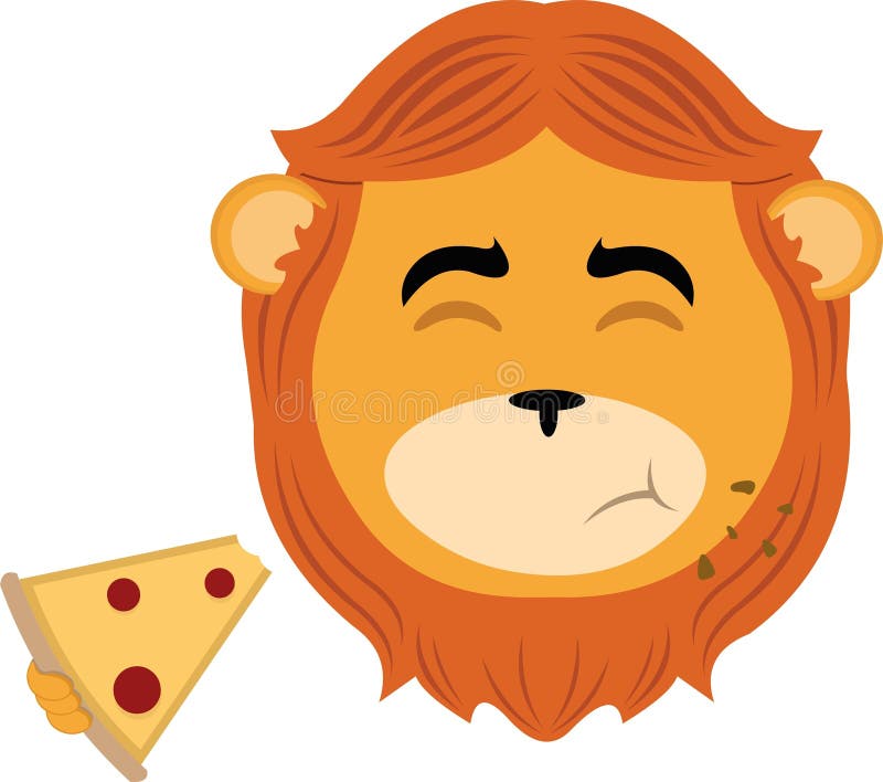Lion eating pizza cartoon stock vector. Illustration of vector - 322309194
