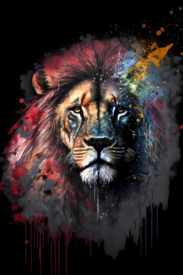 Lion Fable, Art Illustration, Generated Ai, Generative, Ai Stock ...