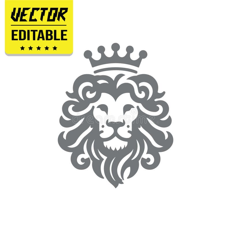 Lion Face, with a Crown on His Head and Cool Dreadlocks Stock ...