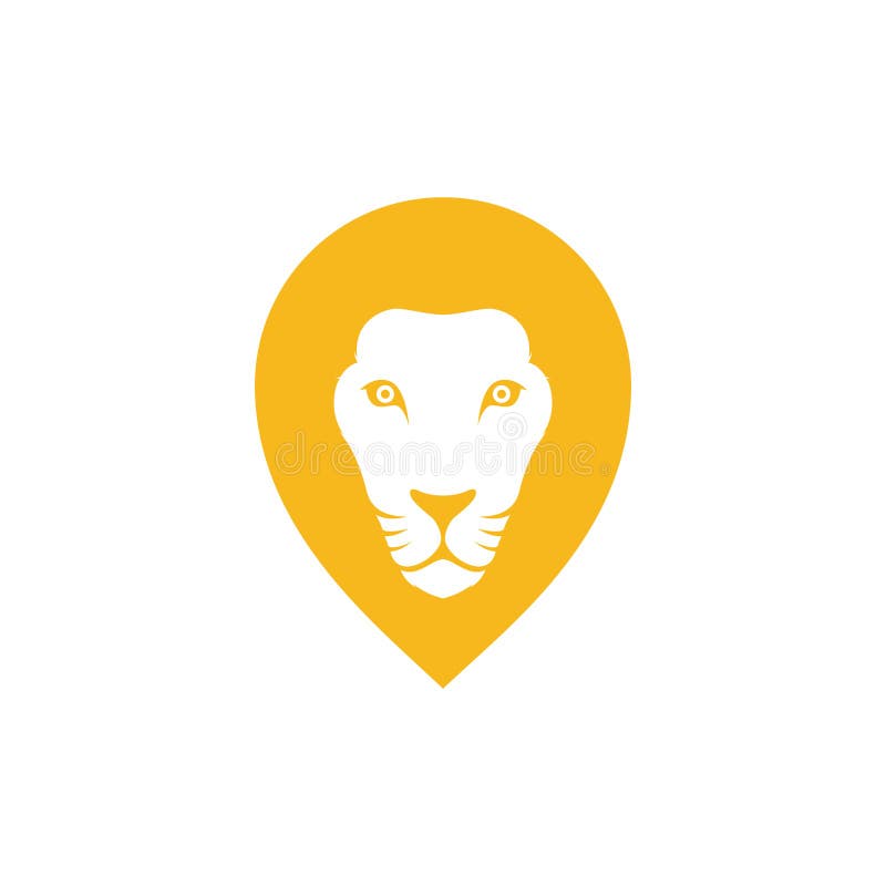 Lion Face with Pin Map Location Logo Design Vector Graphic Symbol Icon ...
