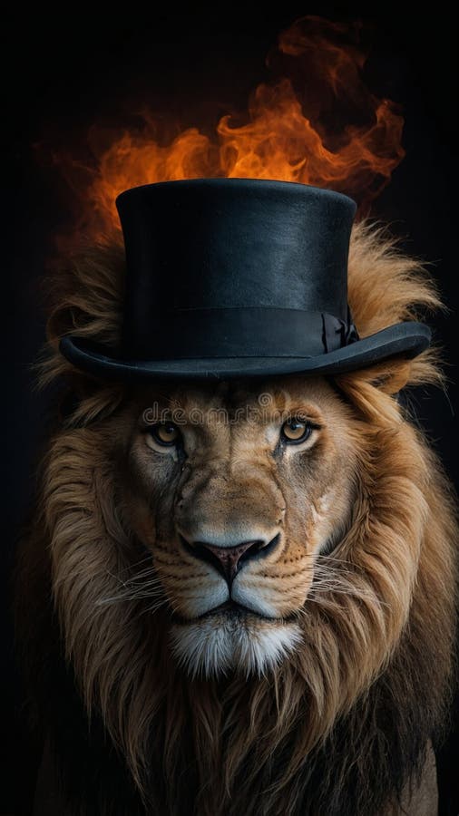Close Up of Lion S Face with Circus Hat. Stock Illustration ...