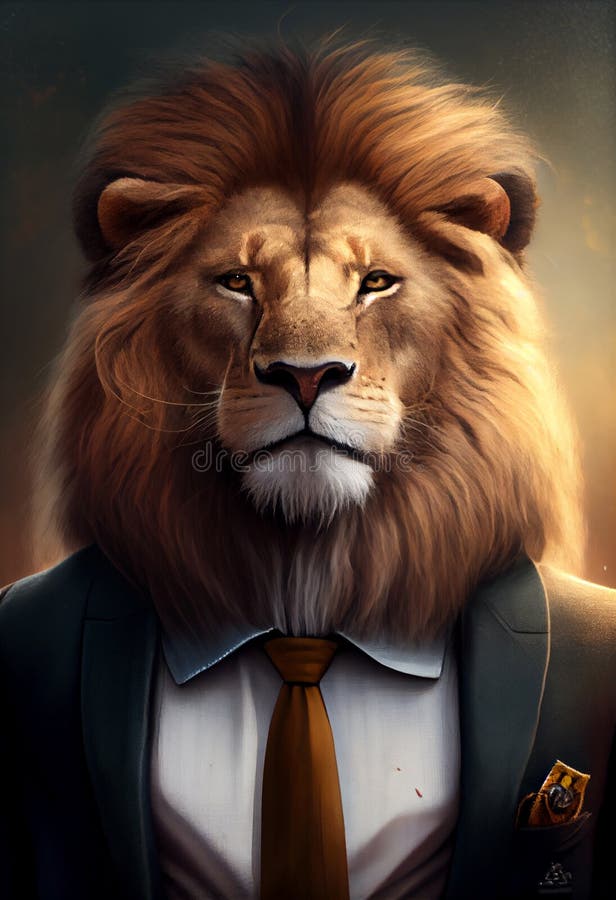 Lion in Fancy Dress. AI Generated Stock Illustration - Illustration of ...