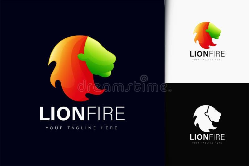 Lion Fire Logo Design with Gradient Stock Vector - Illustration of branding, logo: 255642701