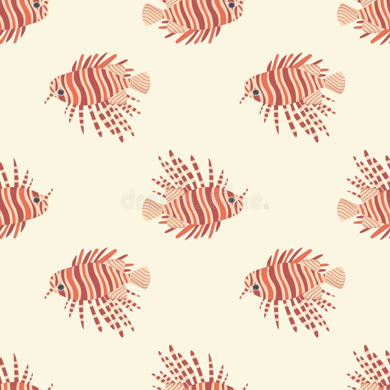 Lion Fish Pattern on a Beige Background for Use in Design Packaging or ...