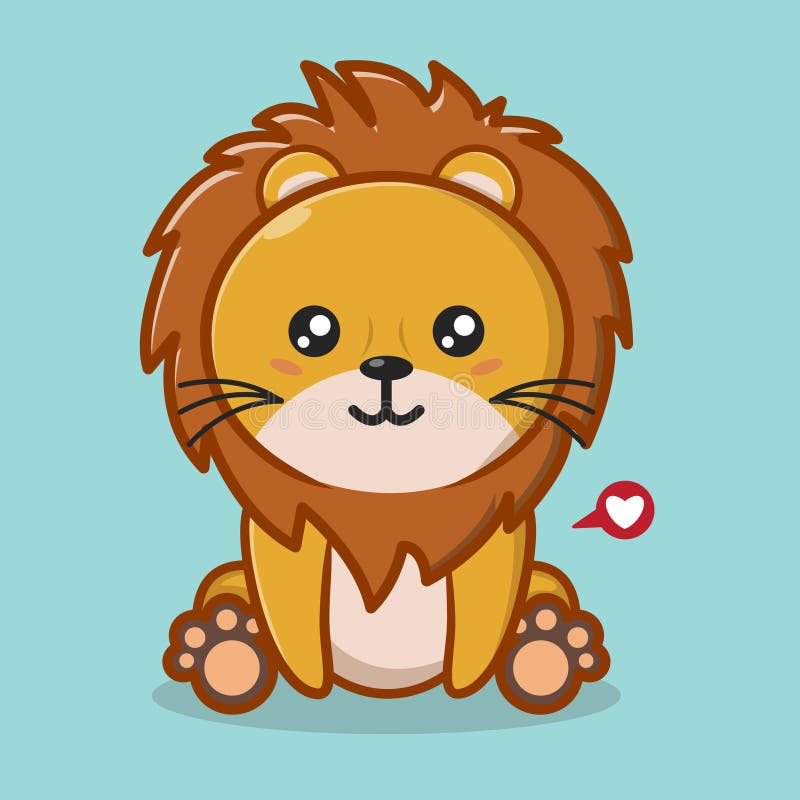 Lion Flat Vector Illustration Stock Vector - Illustration of baby ...