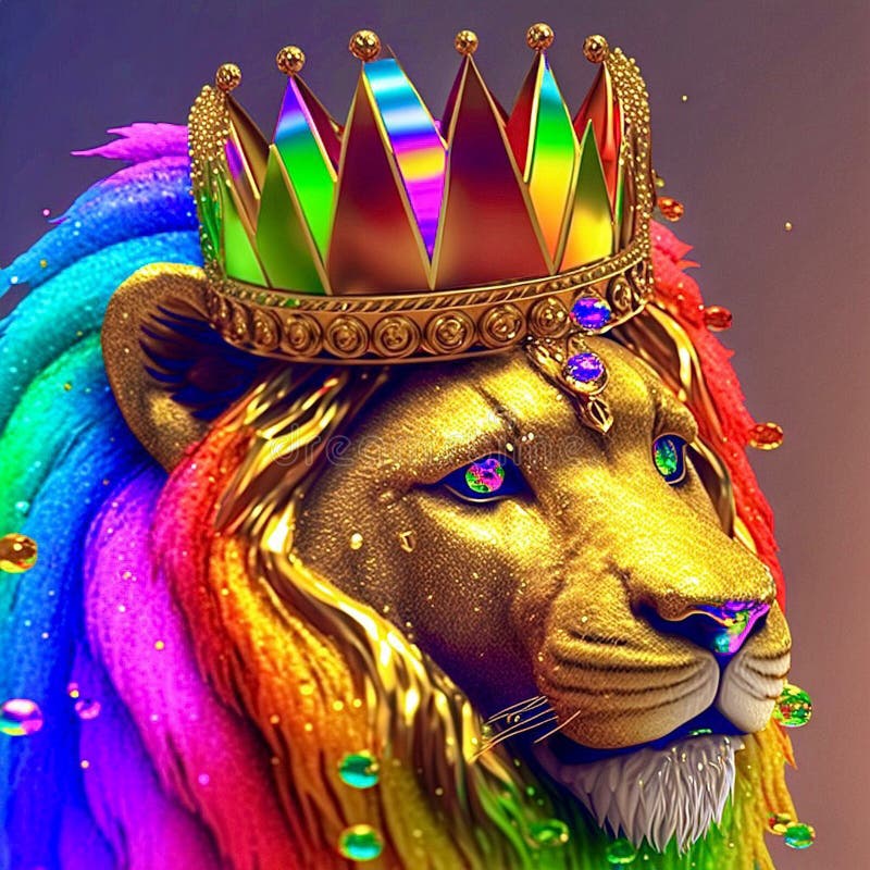 A Lion with Full Colour and Black Background Stock Illustration ...