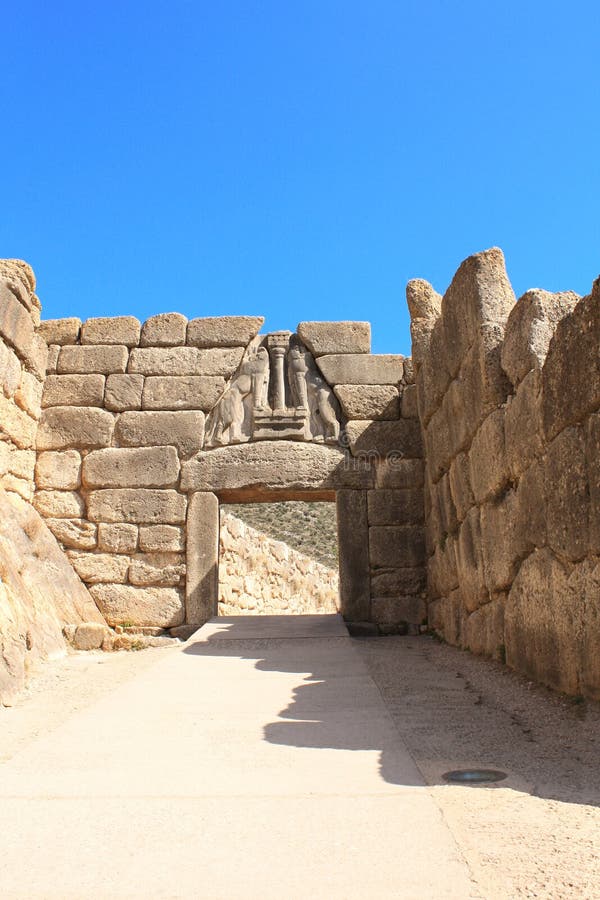 Lion Gate, Archaeological Site of Mycenae, Greece Stock Photo - Image ...