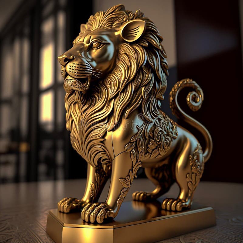 A Lion Gold with Black Background Stock Illustration - Illustration of ...