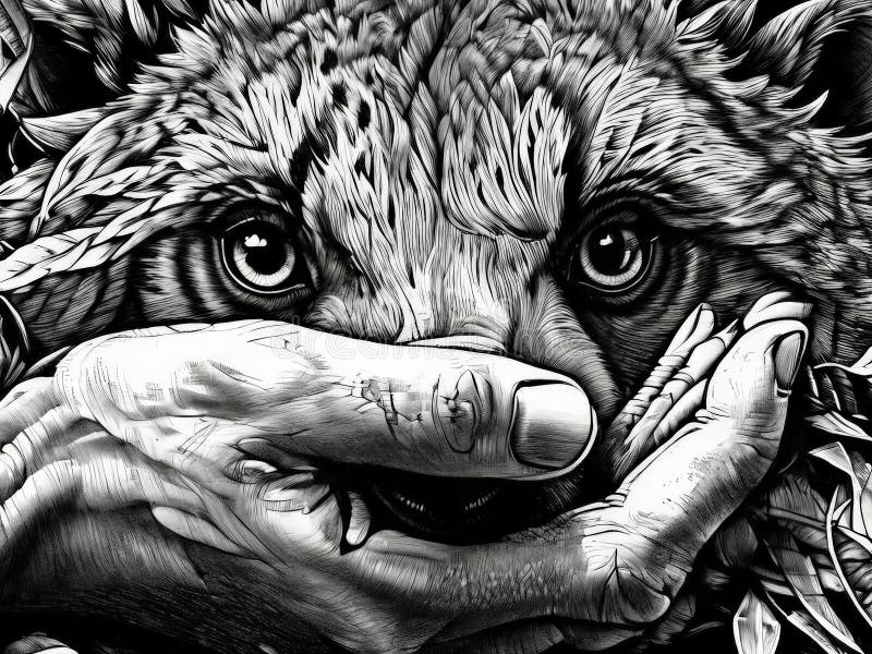 Lion hand drawing on paper stock illustration. Illustration of wild ...