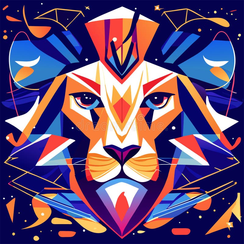 Lion Head Geometric Pattern Stock Illustrations – 454 Lion Head ...