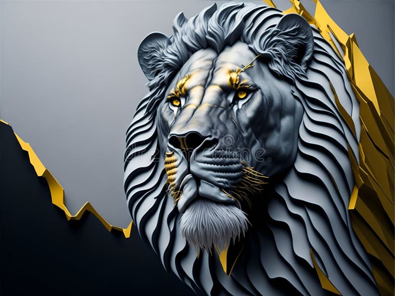 Lion Head Abstract Texture Background with Cracks in Marble with Liquid ...