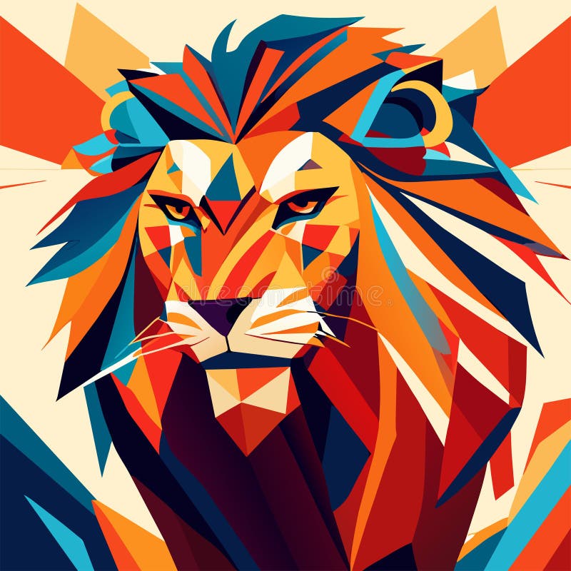 Lion Head. Abstract Vector Illustration of a Lion Head in a Low Poly ...