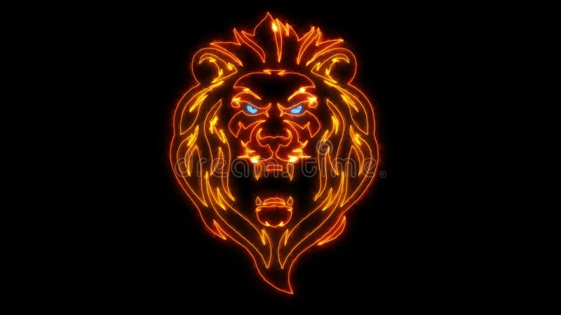Lion Head Animated Neon Logo with Reveal Effect - Overlay Graphic ...