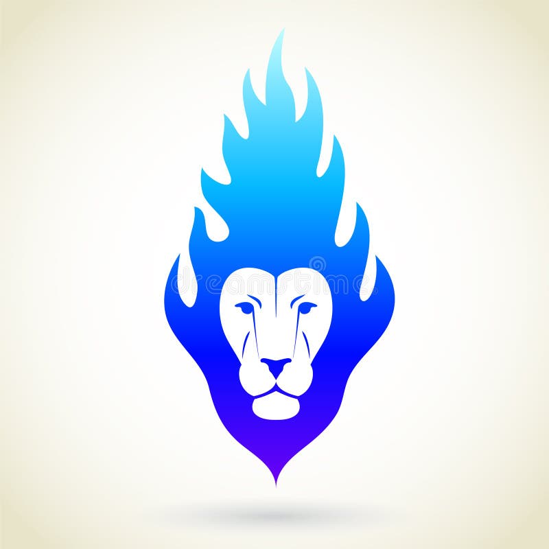 Lion Head Blue Color Flame Logo Stock Vector - Illustration of business ...