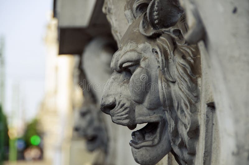 Lion head stock image. Image of facade, monument, decoration - 121625479