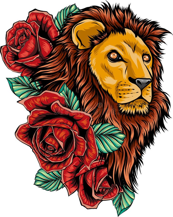 Lion Head Colorful Hand Draw Vector Illustration Stock Vector ...