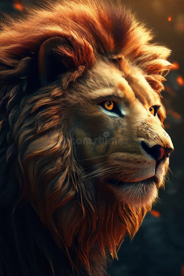 Lion Head, Face, 3d Illustration, Computer Generated Graphics Stock ...