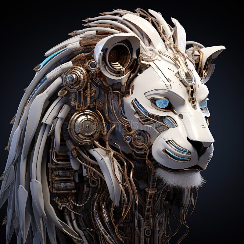 A Lion Head that is a Futuristic Machine of the Future World. Wildlife ...