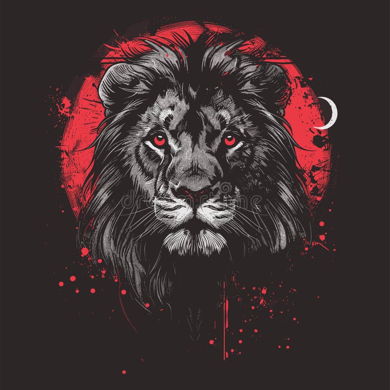 Lion Head. Hand Drawn Vector Illustration for T-shirt Stock Vector ...
