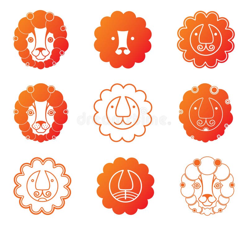 Lion head icon set. stock illustration. Illustration of insignia - 67769383