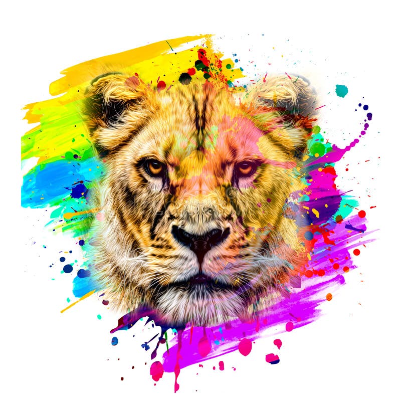 Lion Head Illustration Color Art Stock Photo - Image of beauty, angry ...