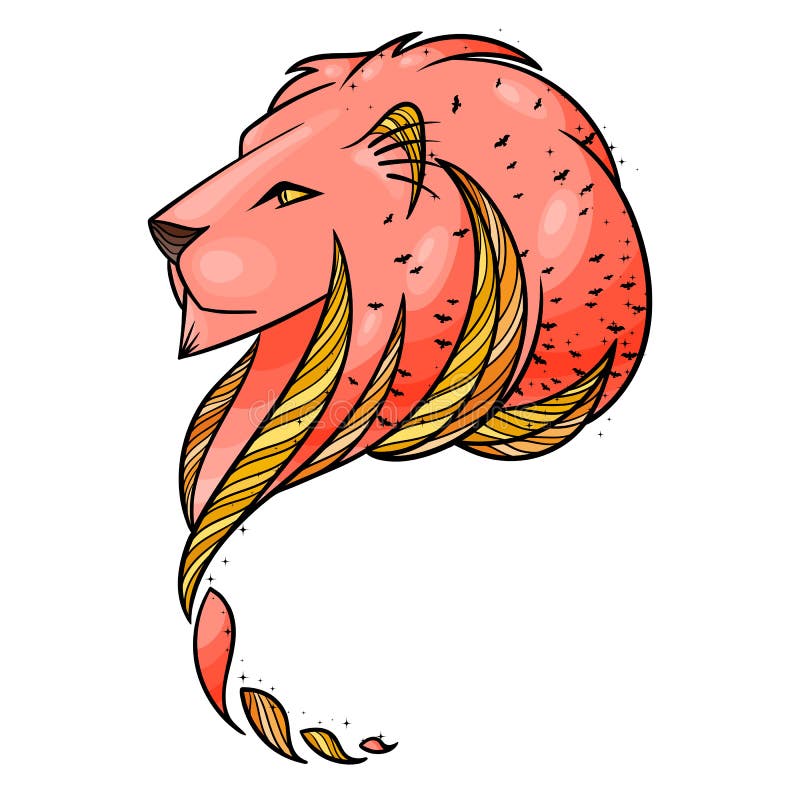 Lion Head Illustration. Print for Textile or Flyers and Posters Stock ...
