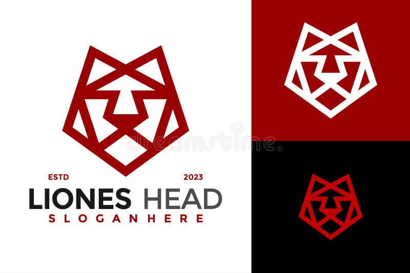 Lion Head Linear Logo Design Vector Symbol Icon Illustration Stock ...