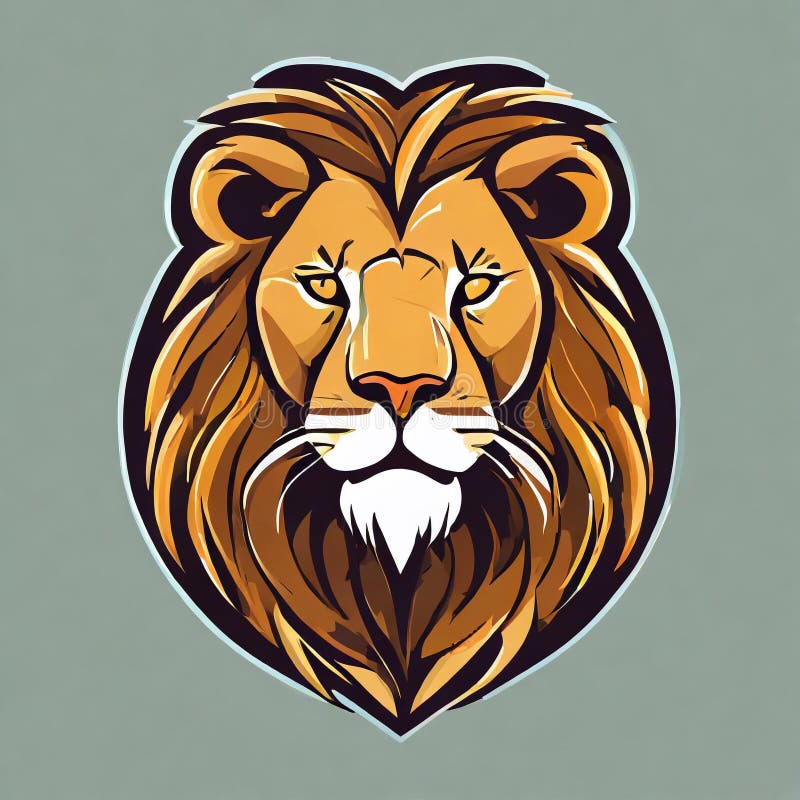 Lion Head Logo, 2d Flat Illustration, Drawing Cartoon for Design. Stock ...